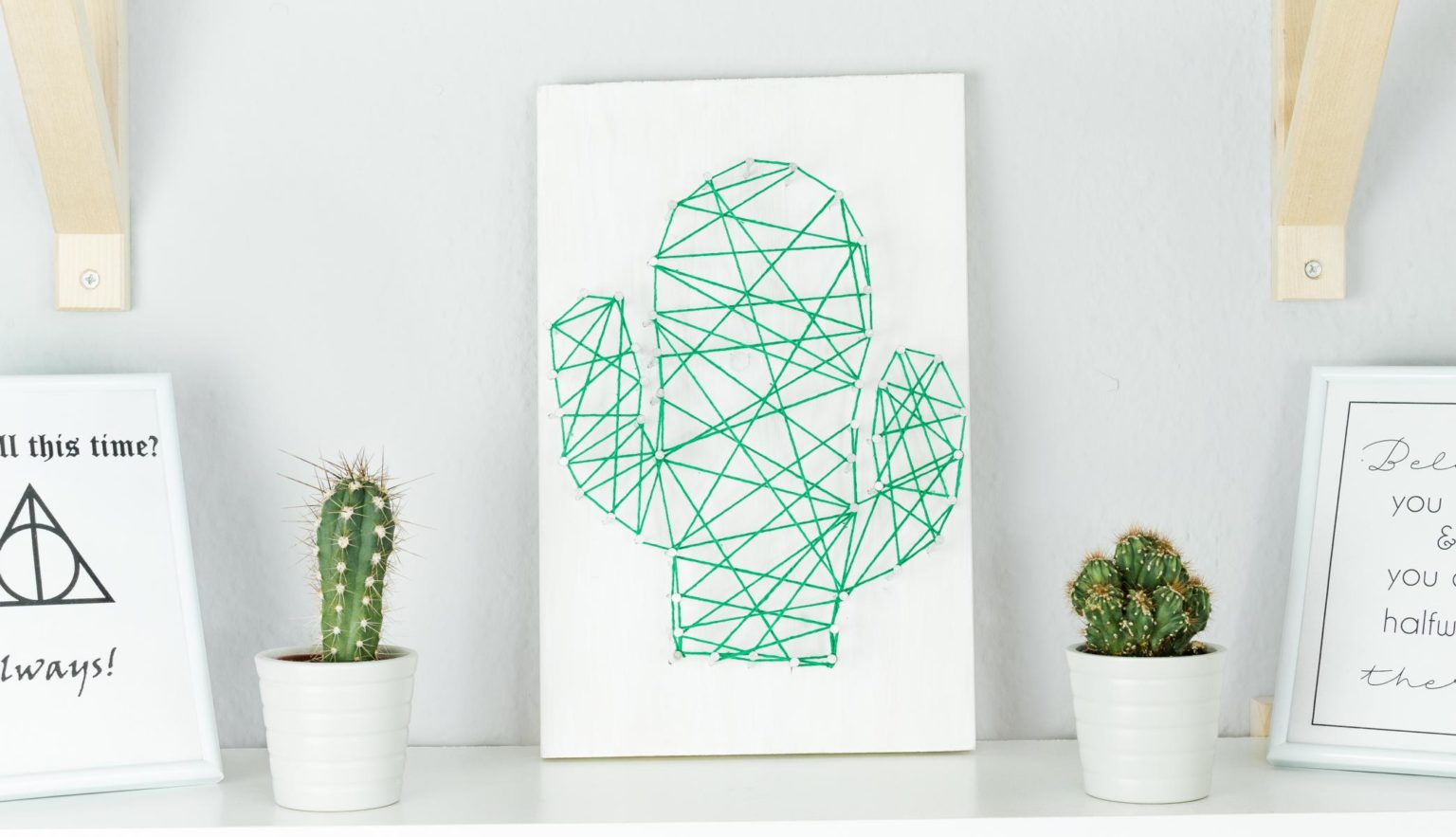DIY Kaktus Fadenbild selber machen - schöne DIY Deko Idee